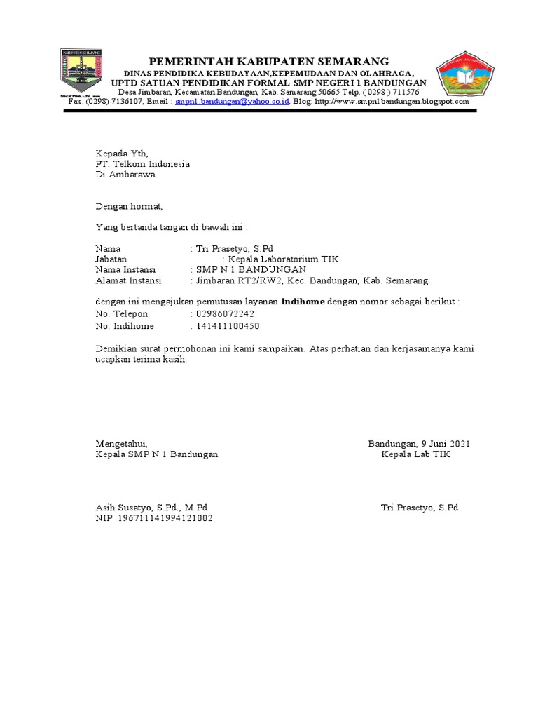 Surat Indihome | PDF