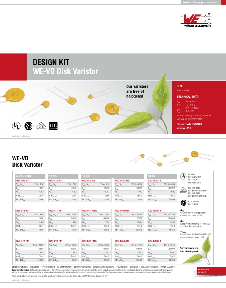 Design Kit: WE-VD Disk Varistor | PDF