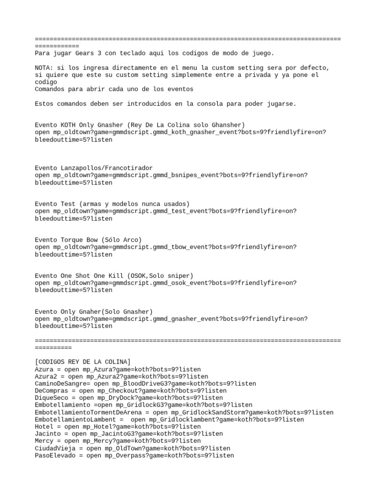 Gears3 Mapas Y Codigos | PDF