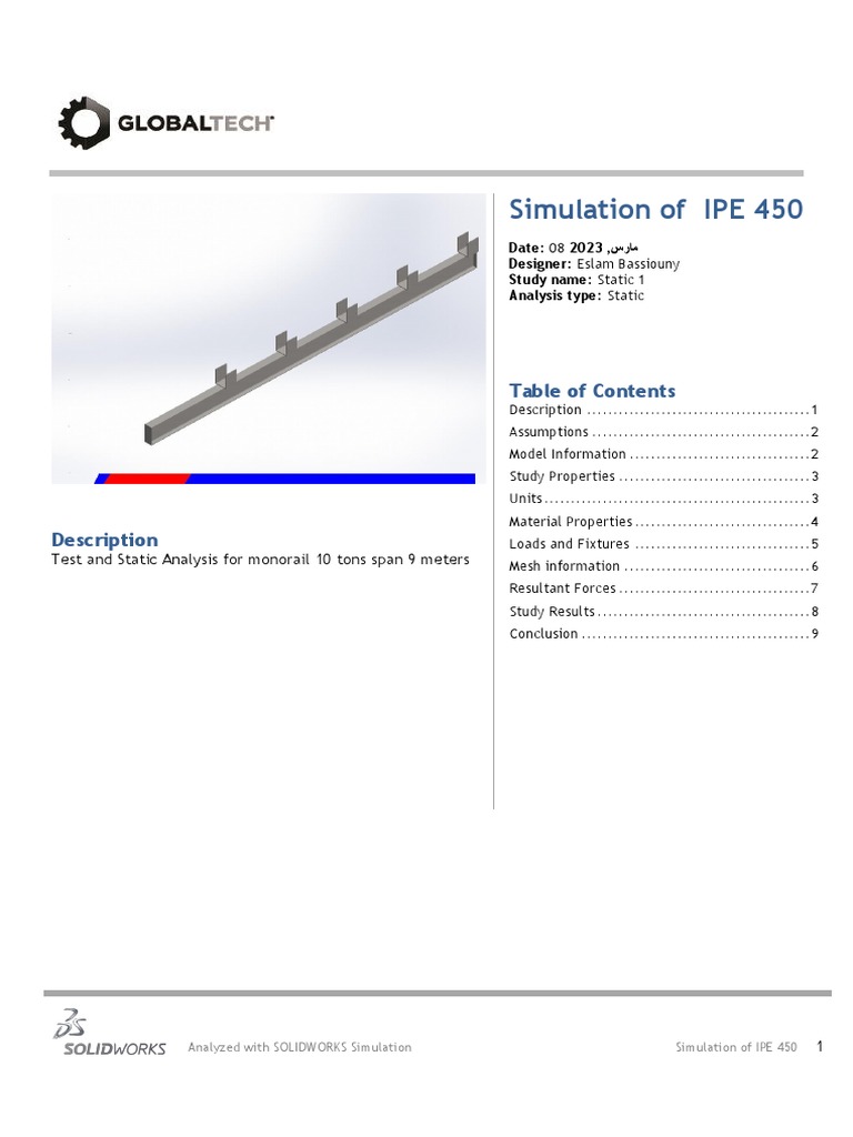 Monorail 10 Tons IPE 450-Static 1-3 | PDF | Young's Modulus | Strength ...