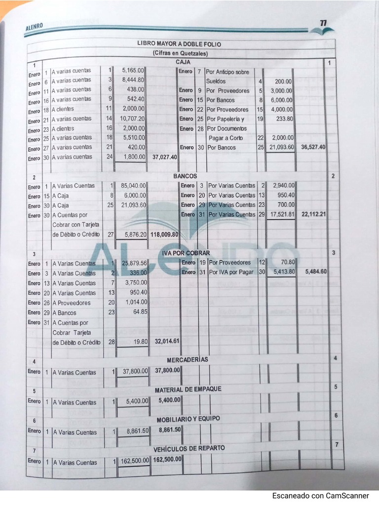 Libro Mayor Almacén Las Cobijas | PDF