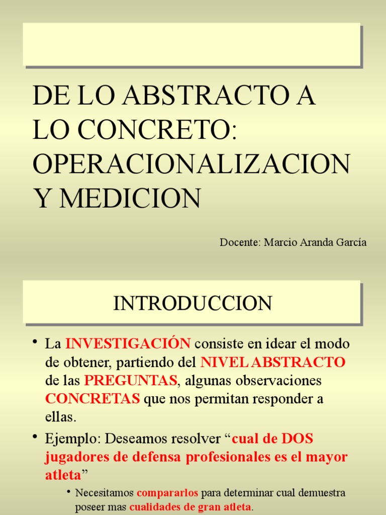 De Lo Abstracto A Lo Concreto - Operac y Medicion de La Hipotesis | PDF