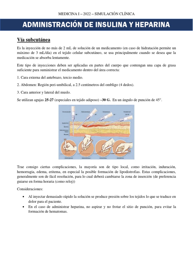 Guia de Estudio Administración Insulina y Heparina | PDF | Inyección ...