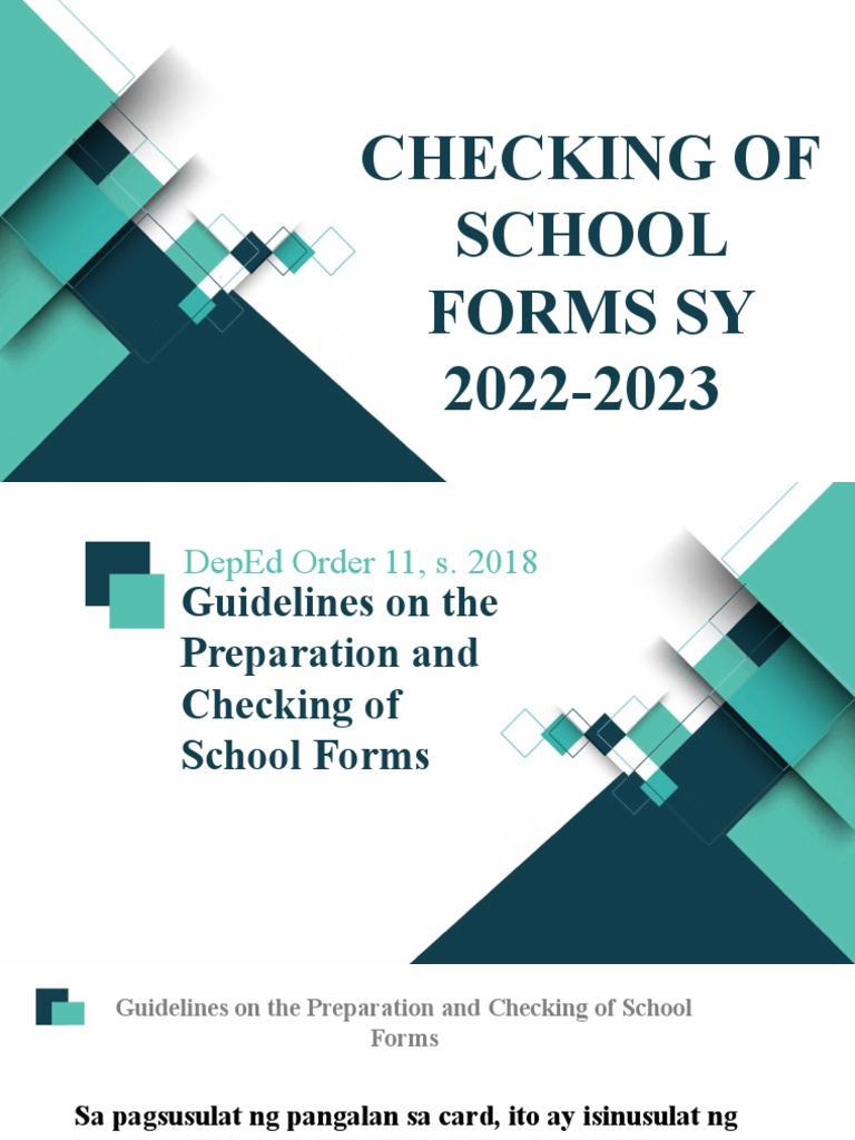 Checking of School Forms For Sy 2022-2023 | PDF | Business