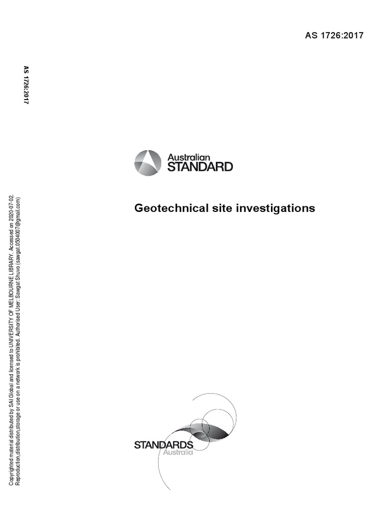 As 1726-2017 (Geotechnical Site Investigations) | PDF