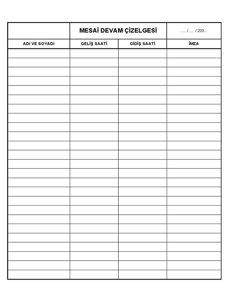 F27 Mesai Devam Cizelgesi | PDF
