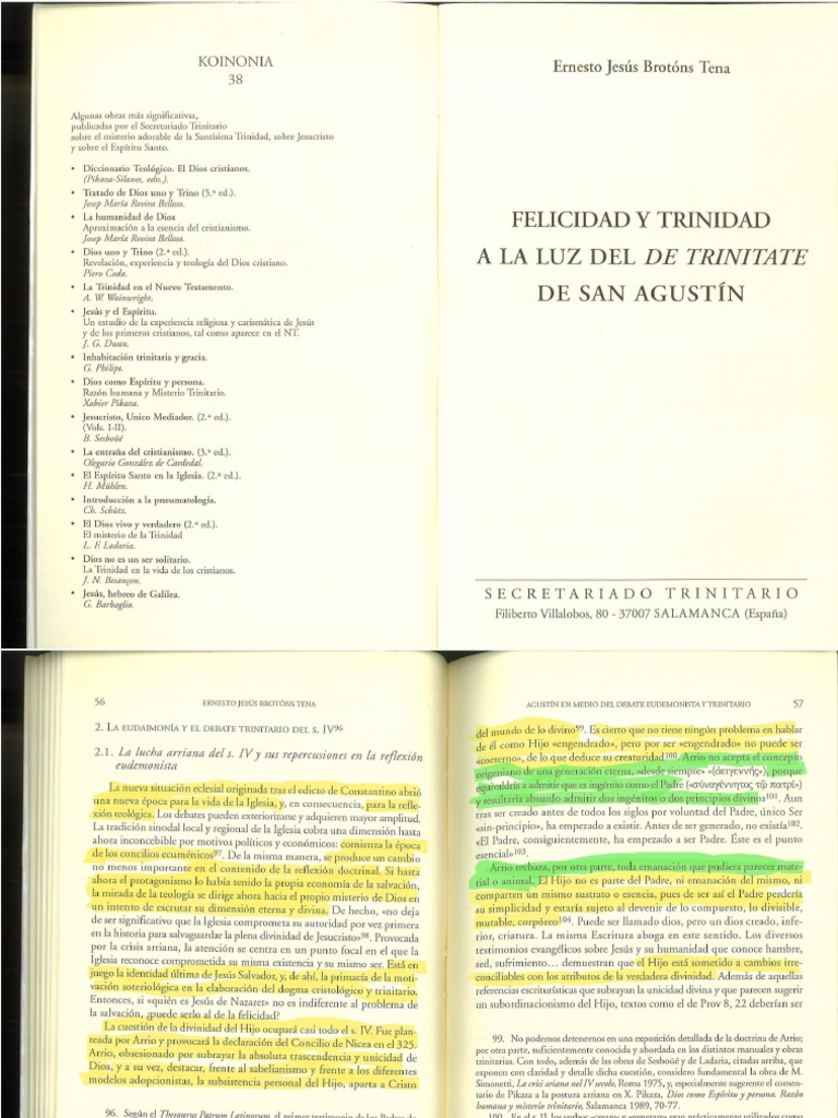 Brotóns, E. J., Felicidad y Trinidad A La Luz Del de Trinitate' de San ...