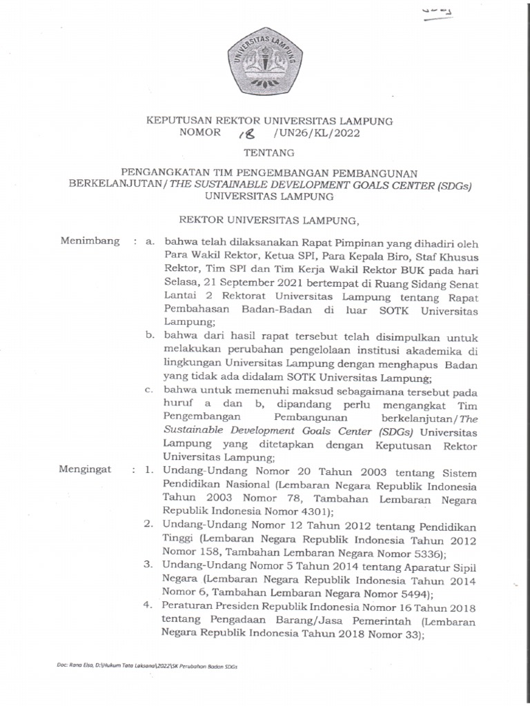 SK Tim Sdgs Unila 2022 | PDF