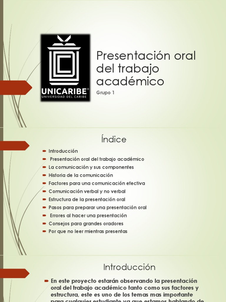Presentacion Oral Del Trabajo Academico 111111111111111 | PDF ...