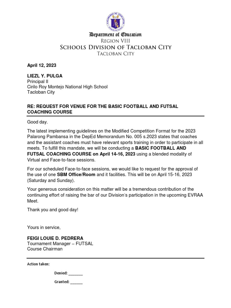 Request Letter Course Venue | PDF