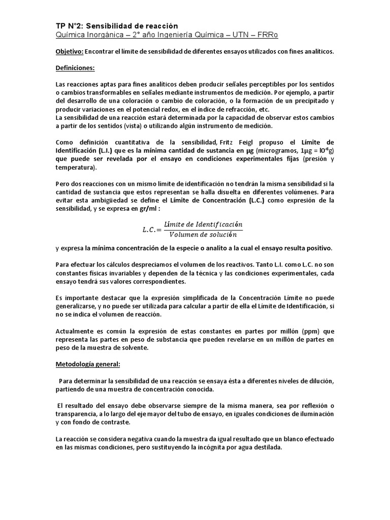 TP2 - Sensibilidad de Reacción 2023 | PDF