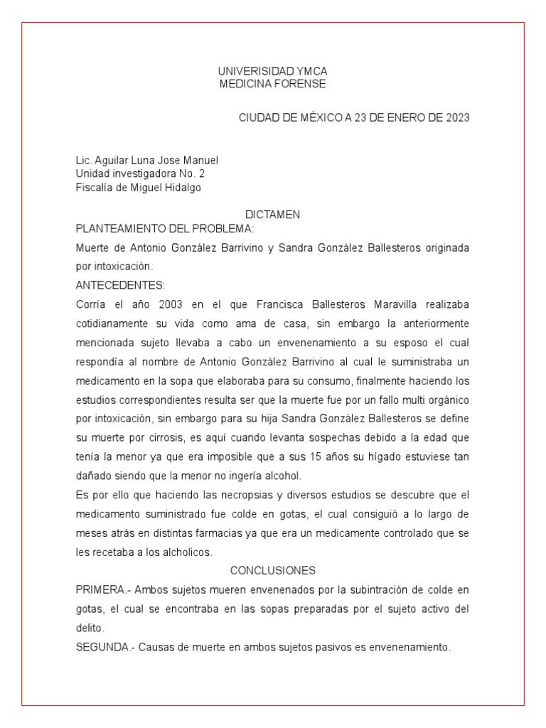 Peritaje Envenenamiento | PDF