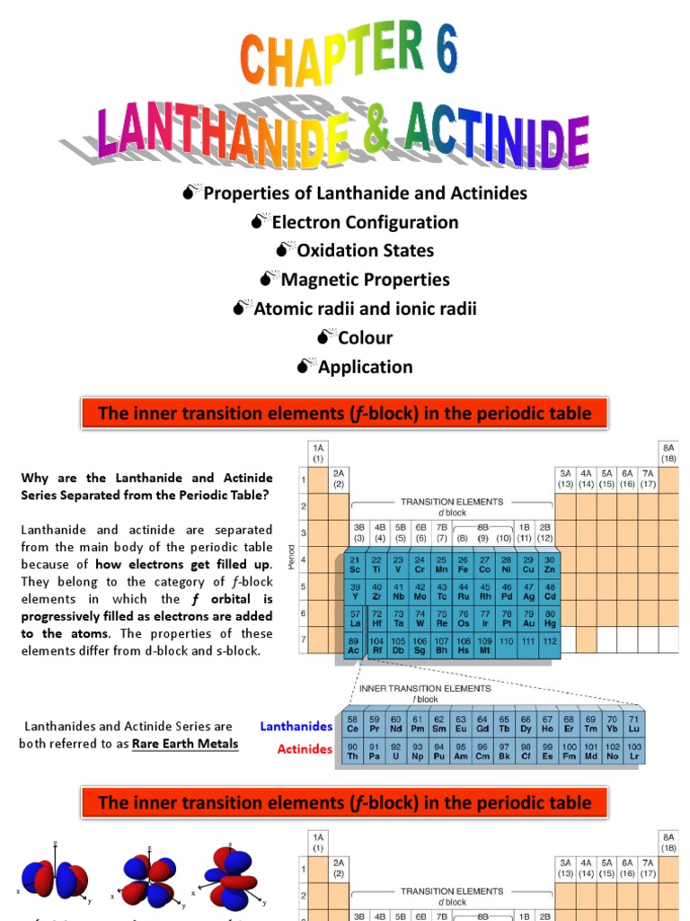 CHAPTER 6 - Part II - F-Block | PDF | Lanthanide | Actinide