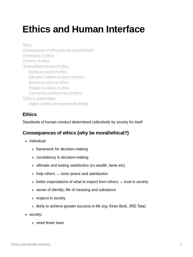 Ethics_and_Human_Interface | PDF | Conscience | Socialization