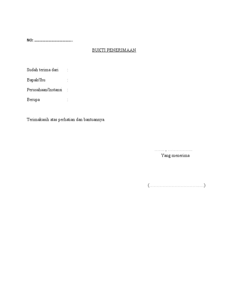 Contoh Surat Tanda Terima | PDF