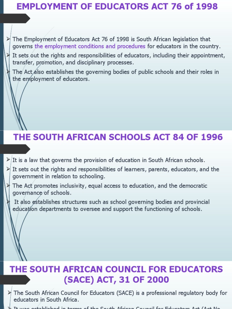 Overview of South African Education Laws | PDF | Teachers | Affirmative ...