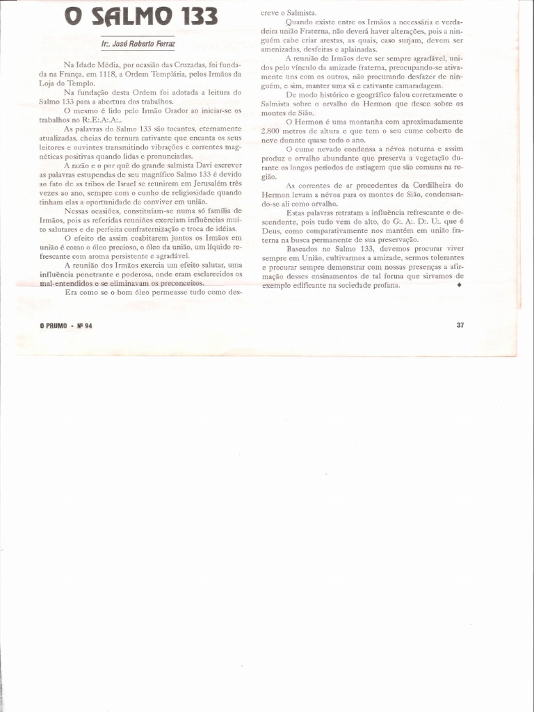 O Salmo 133 - José Roberto Ferraz | PDF