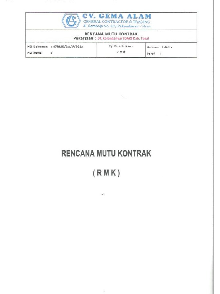 Dok Teknis Draf RMK | PDF