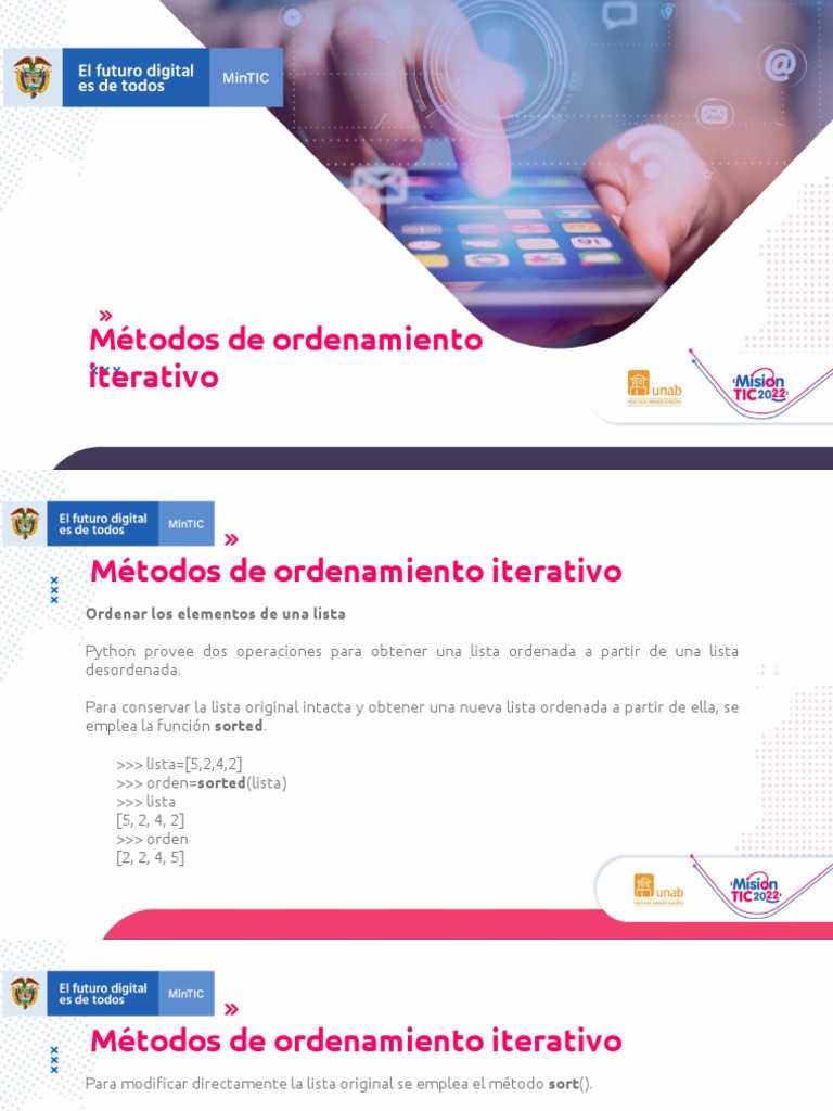 Presentación - Métodos de Ordenamiento Iterativo | PDF | Python ...