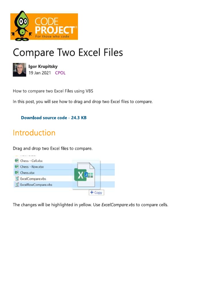 Compare Two Excel Files PDF