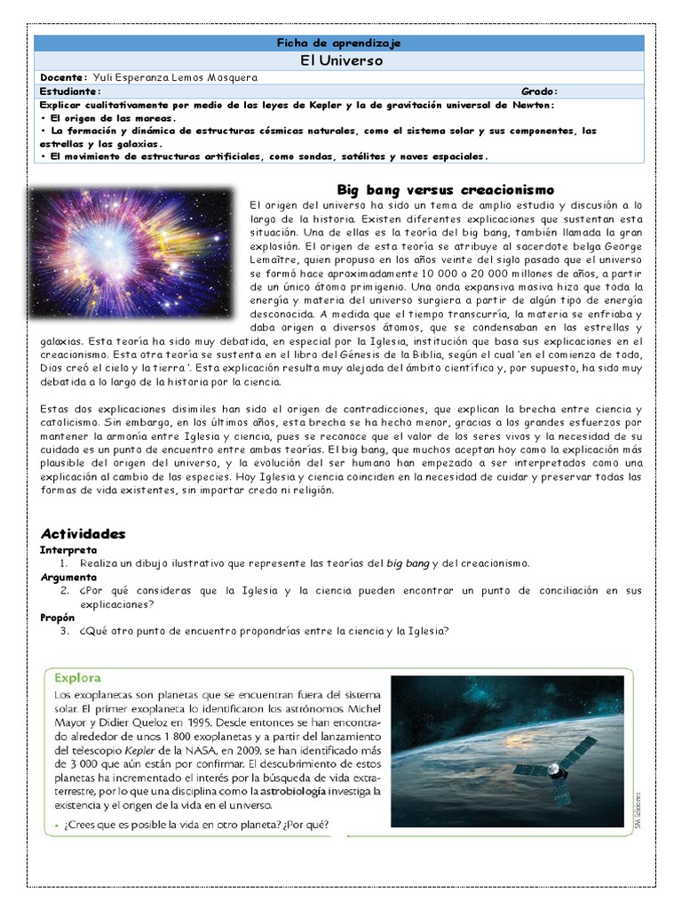 Ficha El Universo I | PDF | Universo | Big Bang