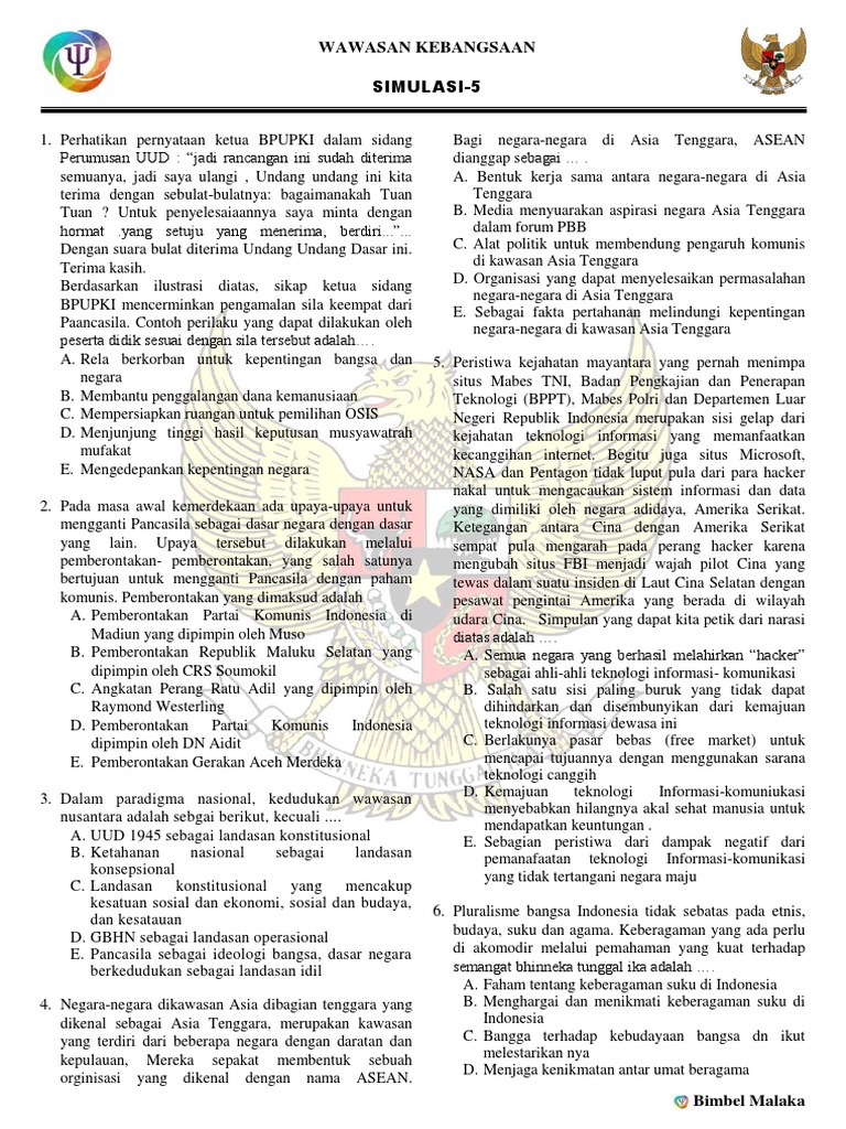 TWK, Soal - Simulasi 5 | PDF