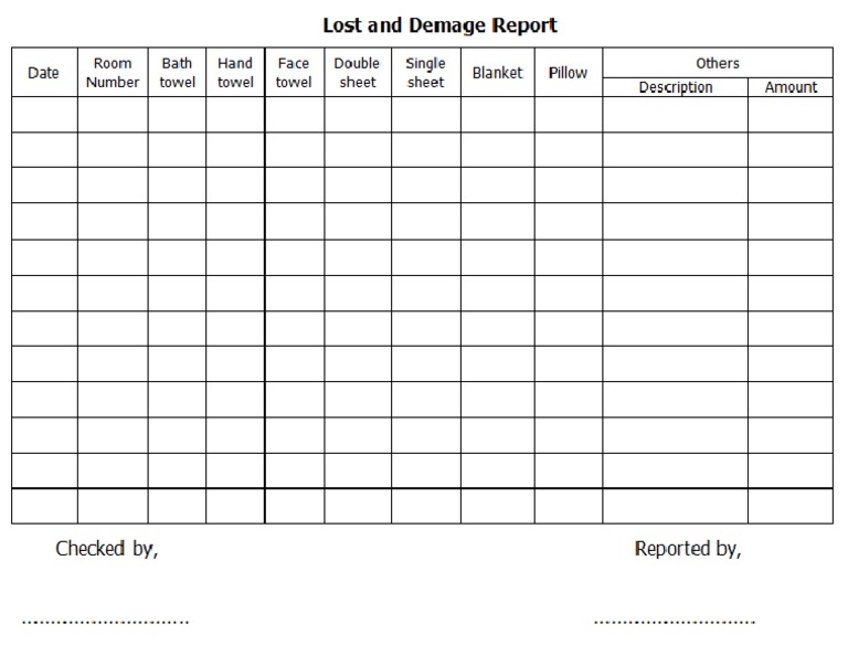 Form Lost and Damage Report | PDF