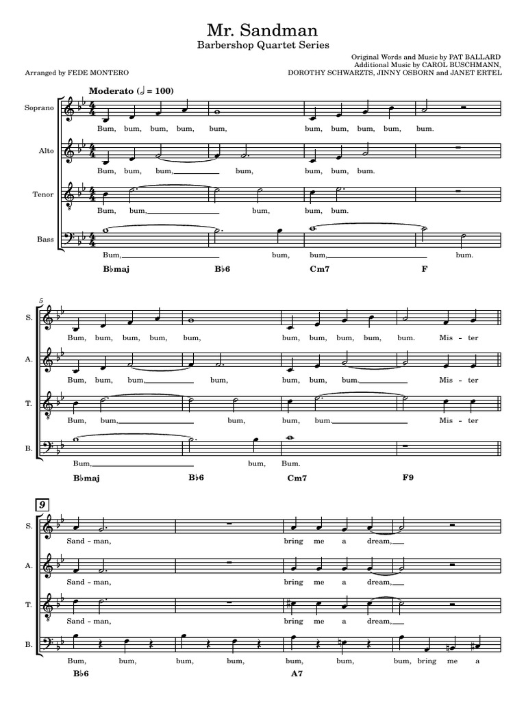 Mr. Sandman - The - Chordettes | PDF | Vocal Music | Harmony