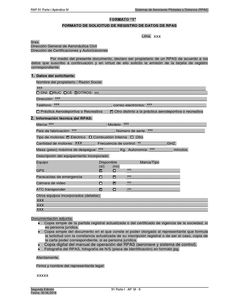 RPAS - Formato 1 - Tarjeta de Registro | PDF