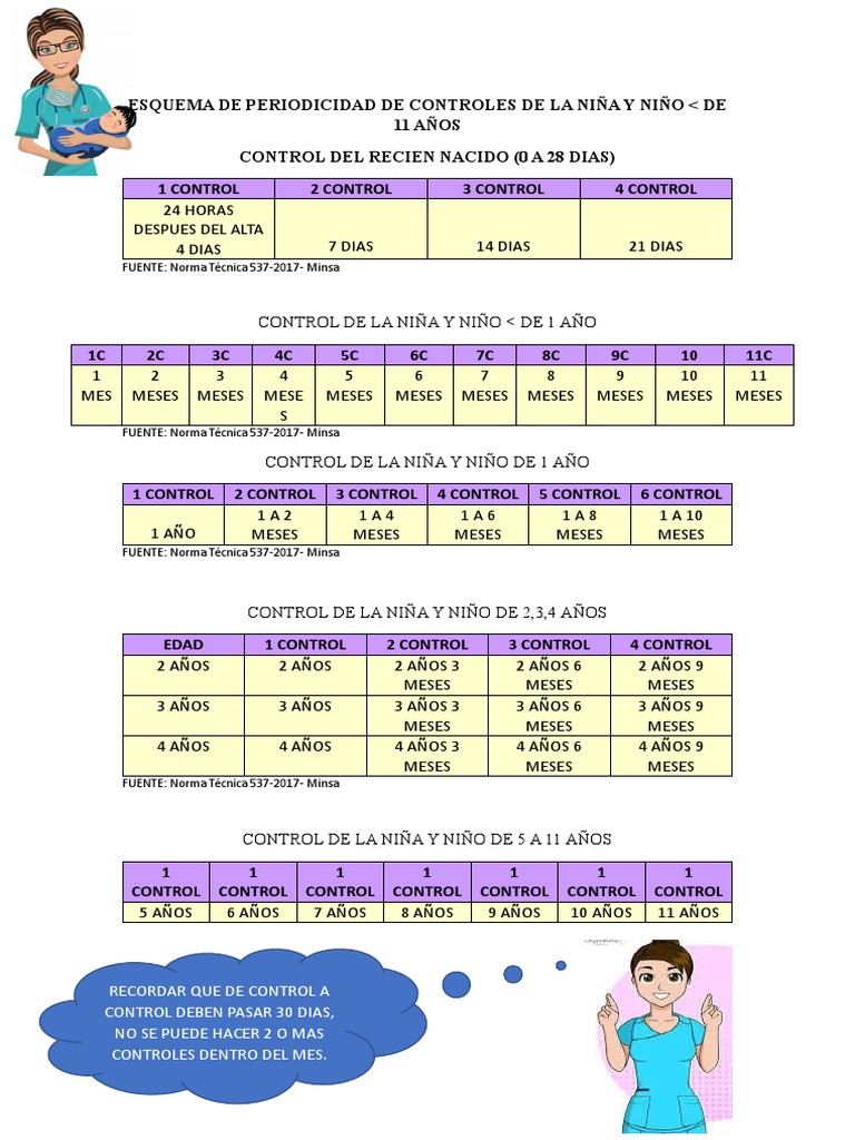 ESQUEMA DE PERIODICIDAD DE CONTROLES DE LA NIÑA Y NIÑO | PDF