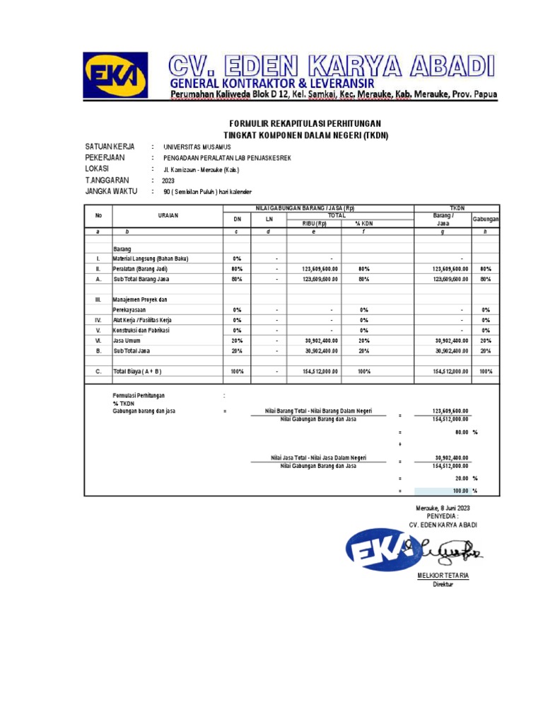 PERHITUNGAN TKDN | PDF