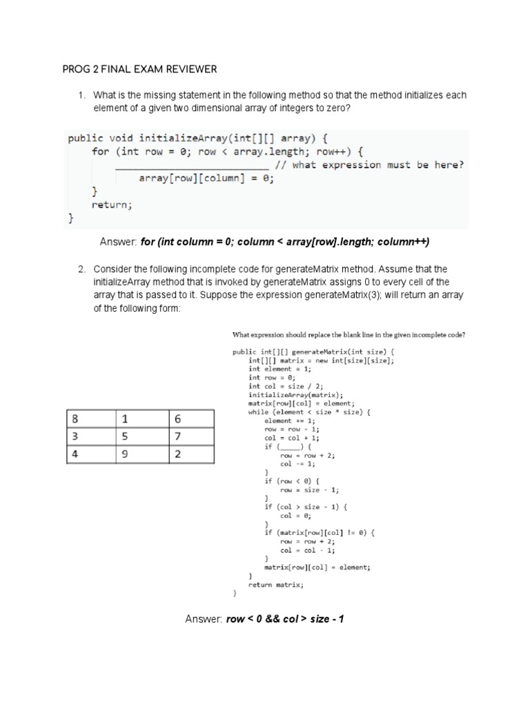 Prog 2 Final Exam Reviewer | PDF