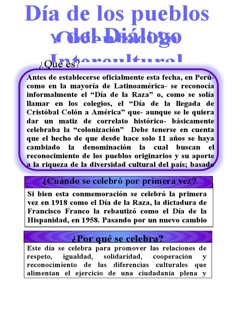 Día de Los Pueblos Originarios y Del Diálogo Intercultural | PDF
