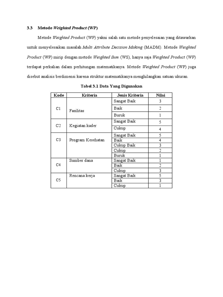 Metode Weighted Product | PDF