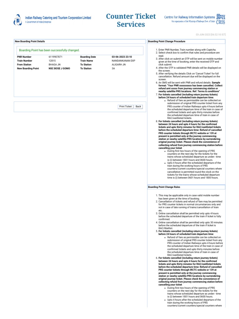Counter Ticket Cancellation Home Page | PDF | Transport | Rail Transport
