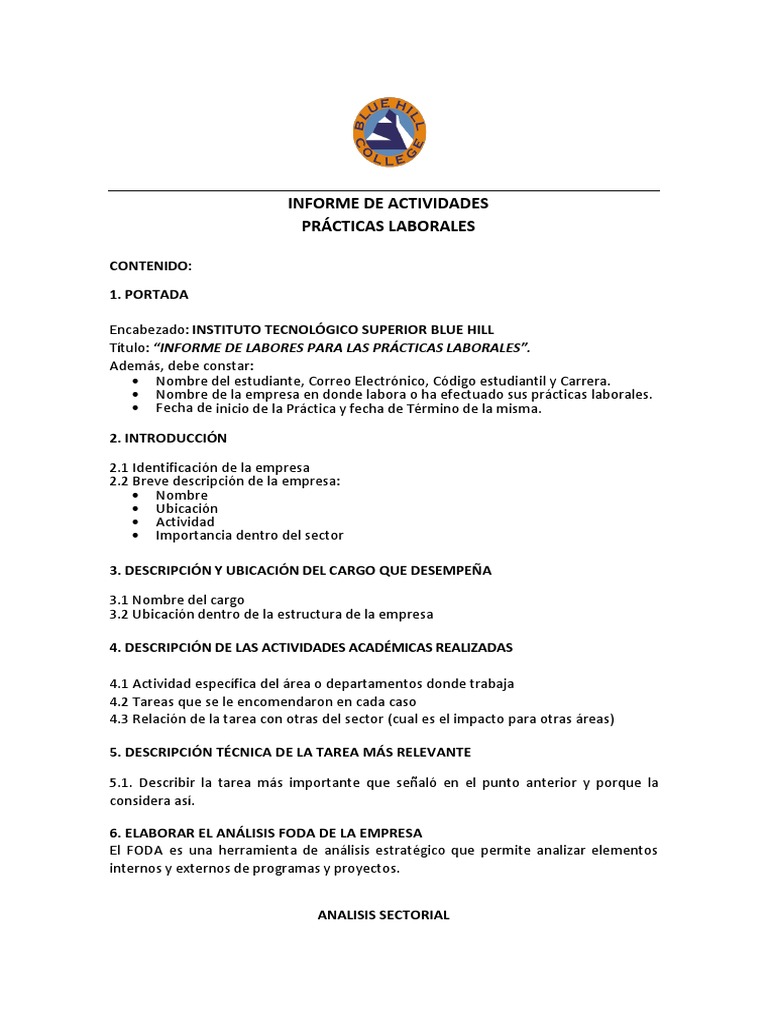 INFORME DE ACTIVIDADES LABORALES | PDF | Análisis FODA | Informática