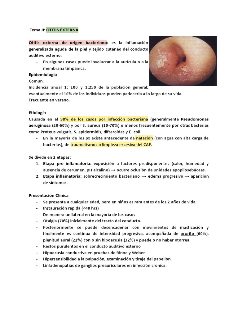 Otitis Externa: Causas y Tratamientos | PDF