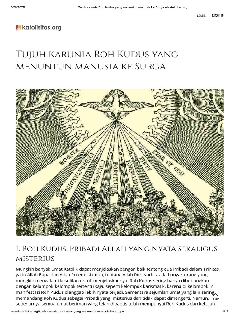 Tujuh Karunia Roh Kudus Yang Menuntun Manusia Ke Surga | PDF | Agama ...