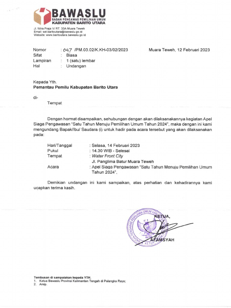 Undangan Apel Siaga Untuk Pemantau Pemilu | PDF Undangan Apel Siaga Untuk Pemantau Pemilu | PDF