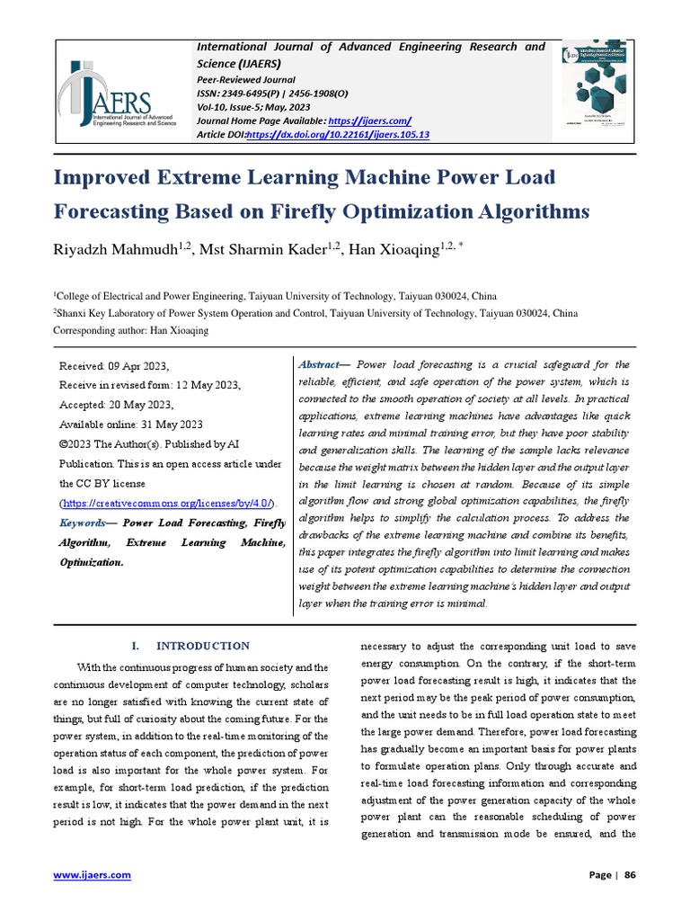 Improved Extreme Learning Machine Power Load Forecasting Based On ... Improved Extreme Learning Machine Power Load Forecasting Based On ...