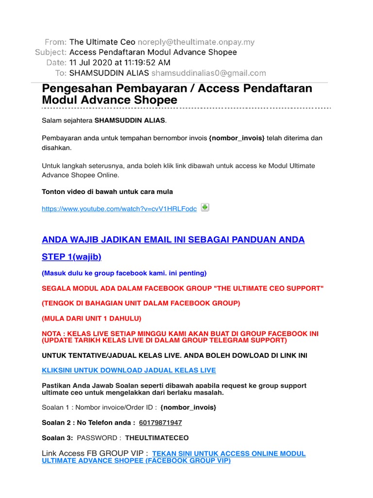 Access Pendaftaran Modul Advance Shopee | PDF