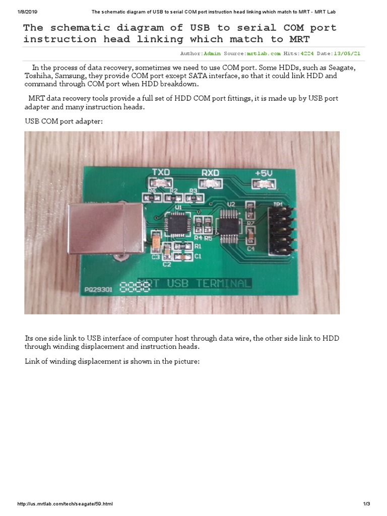 The Schematic Diagram of USB To Serial COM Port Instruction Head Linking Which Match To MRT ...