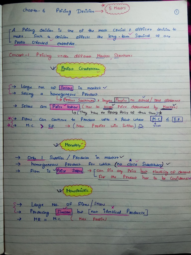 Chartered Accountant Notes - Pricing Decisions | PDF