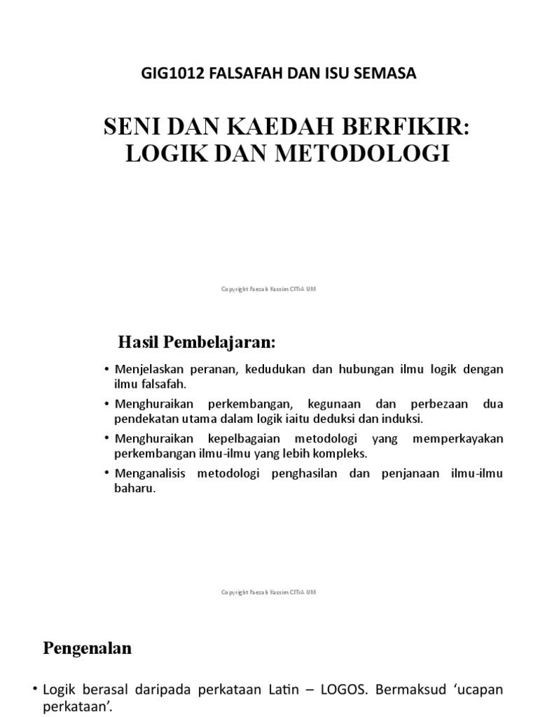Nota Kuliah Gig1012 Logik Dan Metodologi Students | PDF