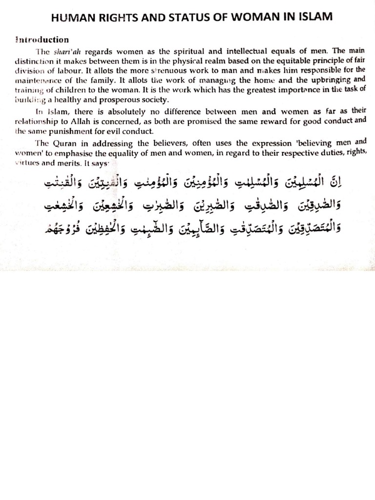 Human Rights and Status of Woman in Islam | PDF