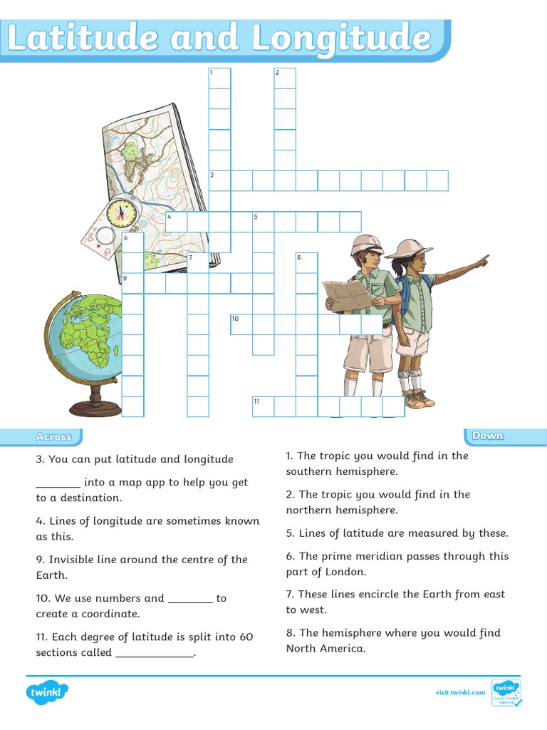 T G 1664208053 Latitude and Longitude Crossword Ver 4 | PDF | Latitude ...