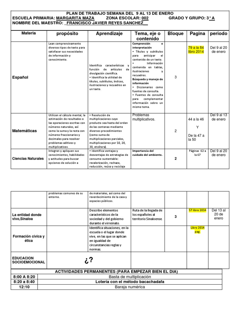 Planeacion Semana 16 3° | PDF | Evaluación | Matemáticas