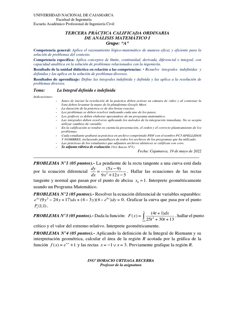 Práctica de Integrales en Ingeniería Civil | PDF | Integral | Derivado