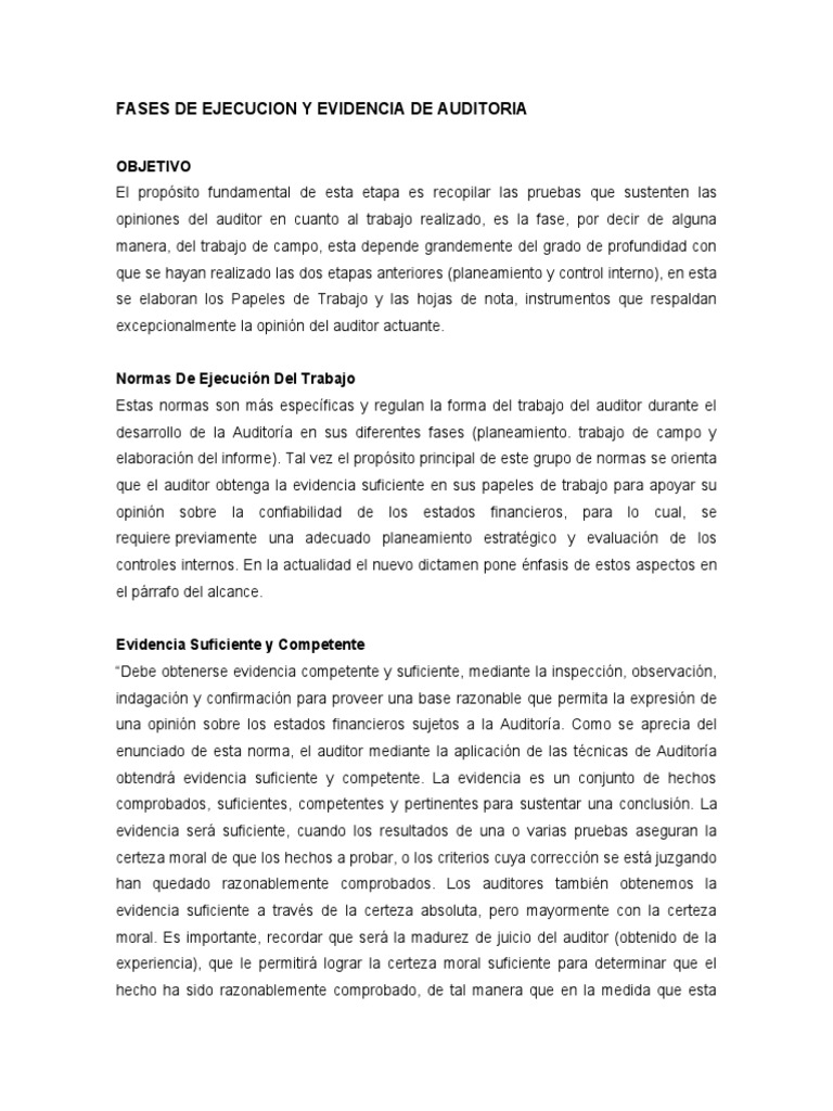 Etapas de Ejecucion de Auditoria | PDF | Auditoría | Contabilidad