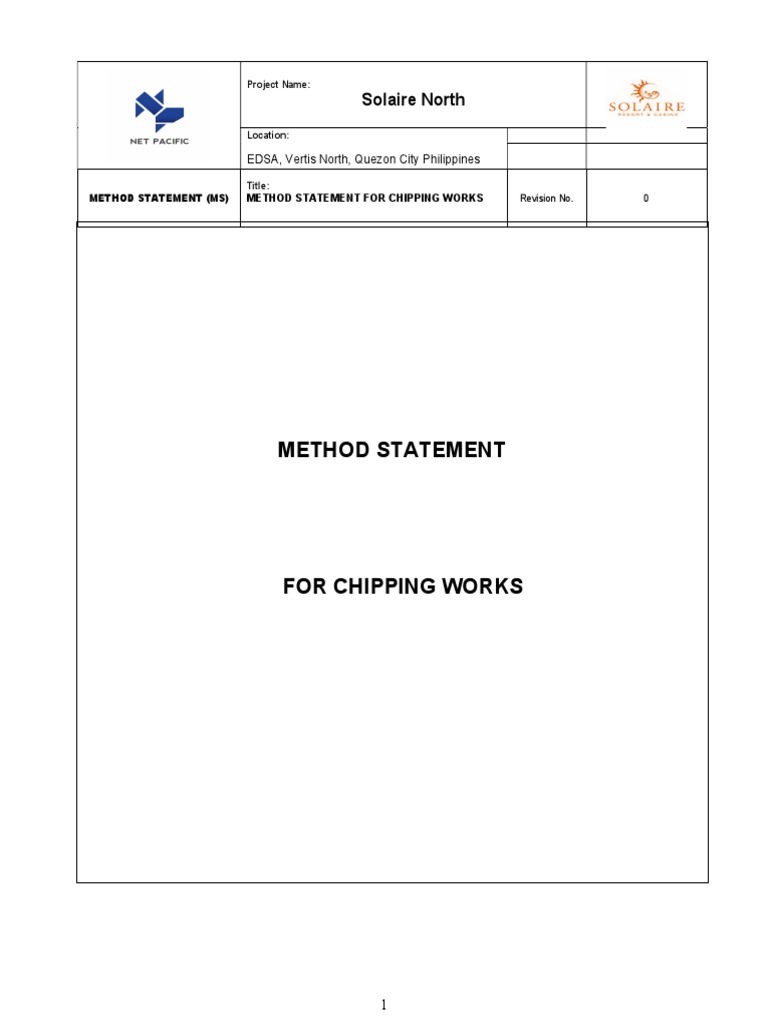 Method Statement For CHIPPING wORKS | PDF